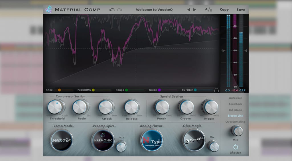 VoosteQ Material Comp: compressor plug-in with saturation and mix glue ...