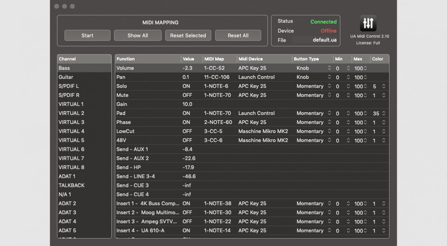 UA Midi Control: Control the Universal Audio Apollo Console via MIDI ...