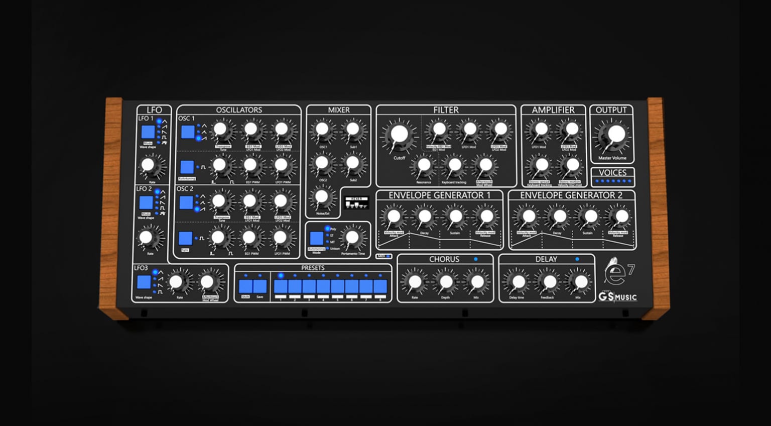 GS Music E7: Polyphonic analog desktop synthesizer
