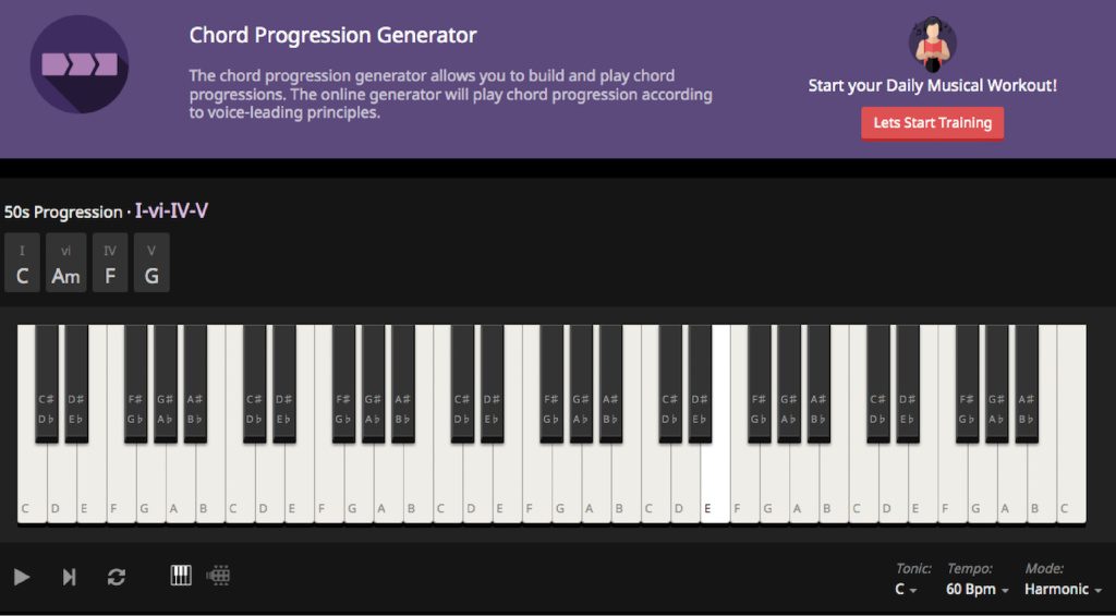 ToneGym Chord Progression Generator: A free online chord and learning tool