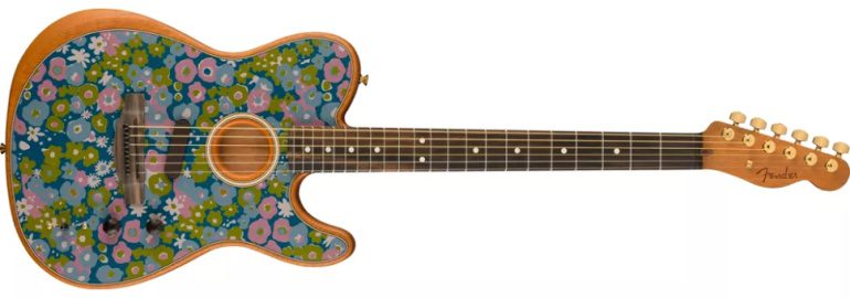 Fender Blue Paisley and Blue Flower Acoustasonic Telecasters - gearnews.com