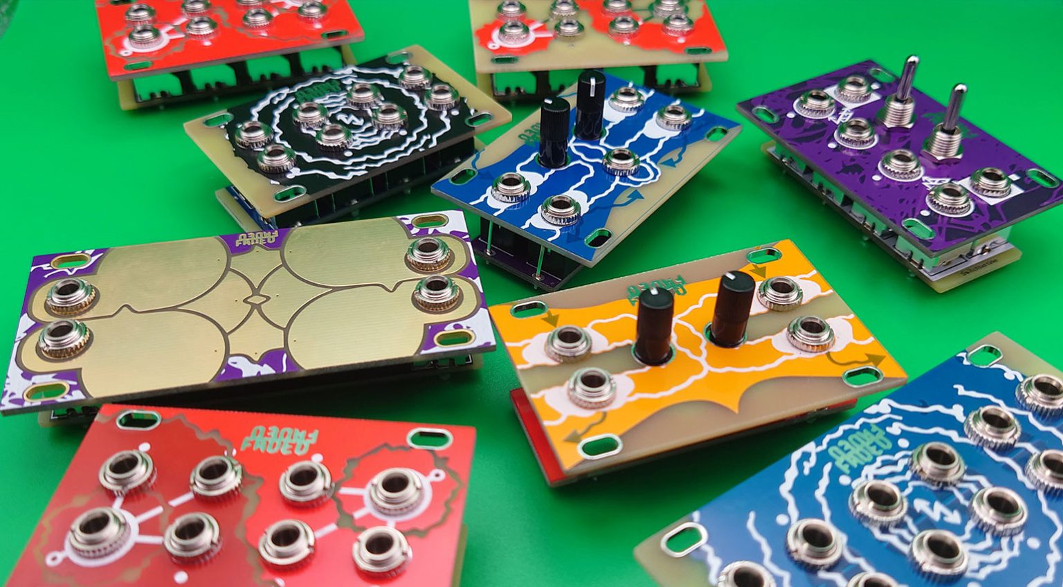 Faded Instruments: Faded Toolbox candy coloured 1U modules - gearnews.com