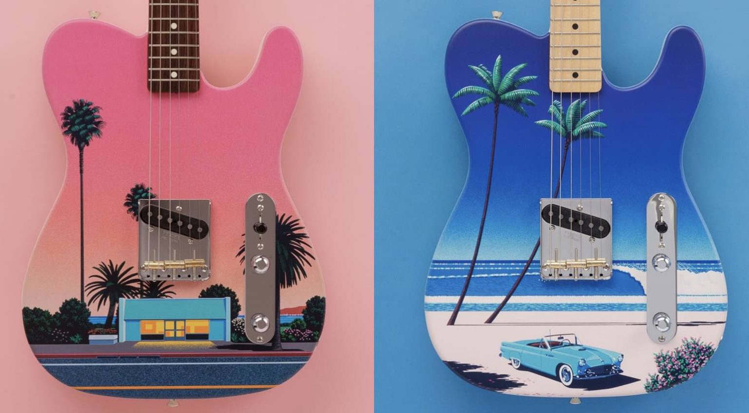 Fender Japan Art Canvas Esquire Hiroshi Nagai No 1 & No 2 - gearnews.com