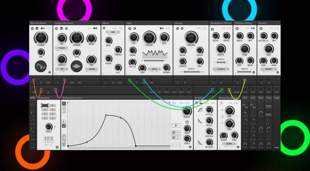 Tangle Synth from Toybox: Semi-modular synth for Reaktor Blocks - gearnews.com