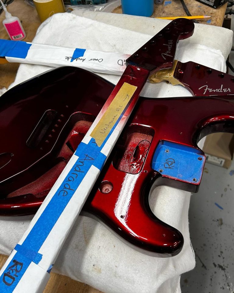 Fender H.E.R. Custom Chrome Red Stratocaster at Super Bowl LVIII ...