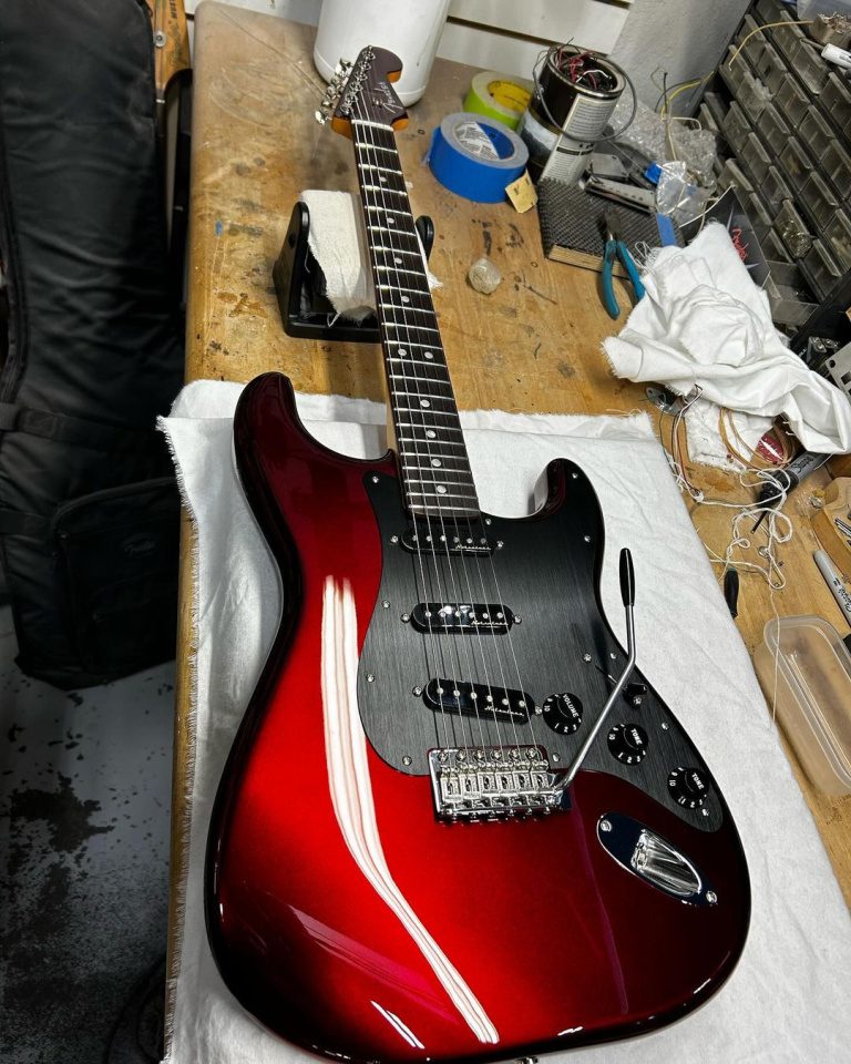 Fender H.E.R. Custom Chrome Red Stratocaster at Super Bowl LVIII ...